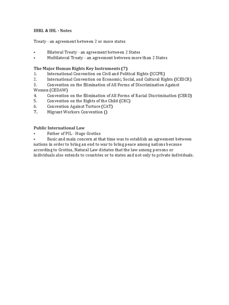 IHRL & IHL - Notes | PDF