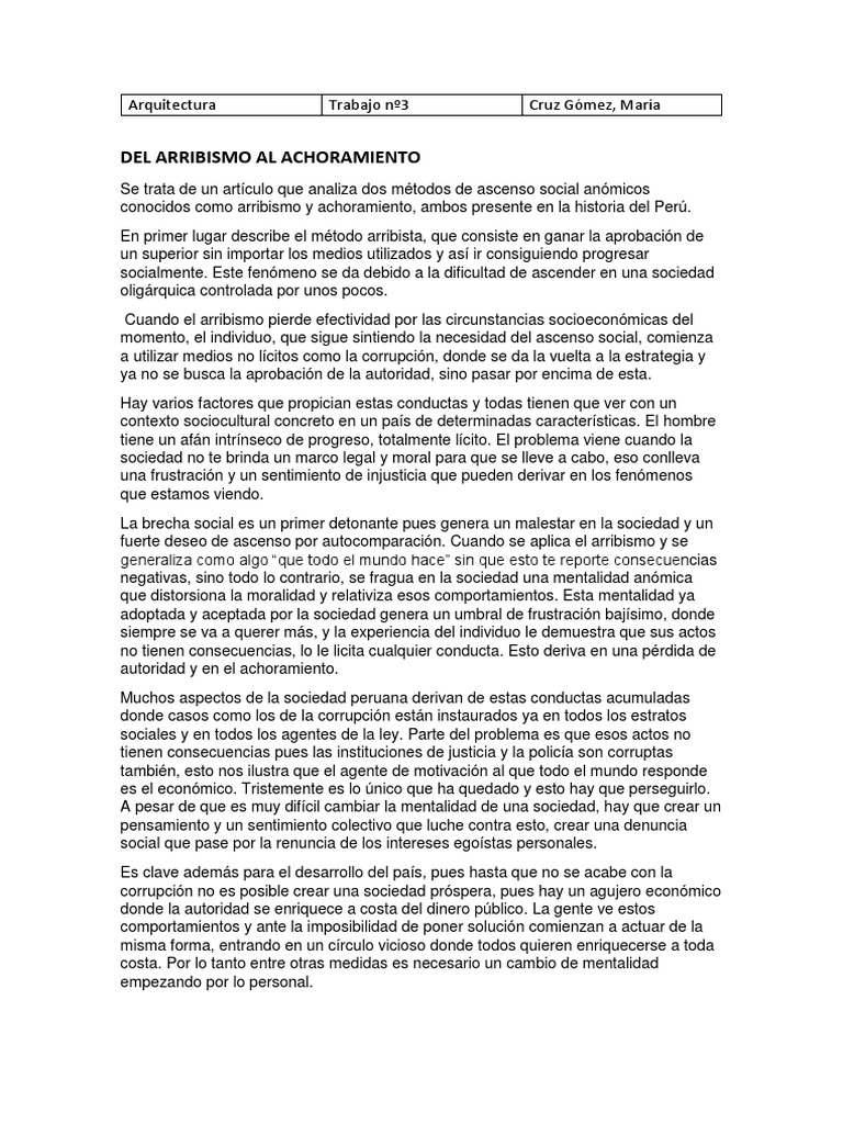 Arribismo y Achoramiento | PDF | Corrupción política | Comportamiento