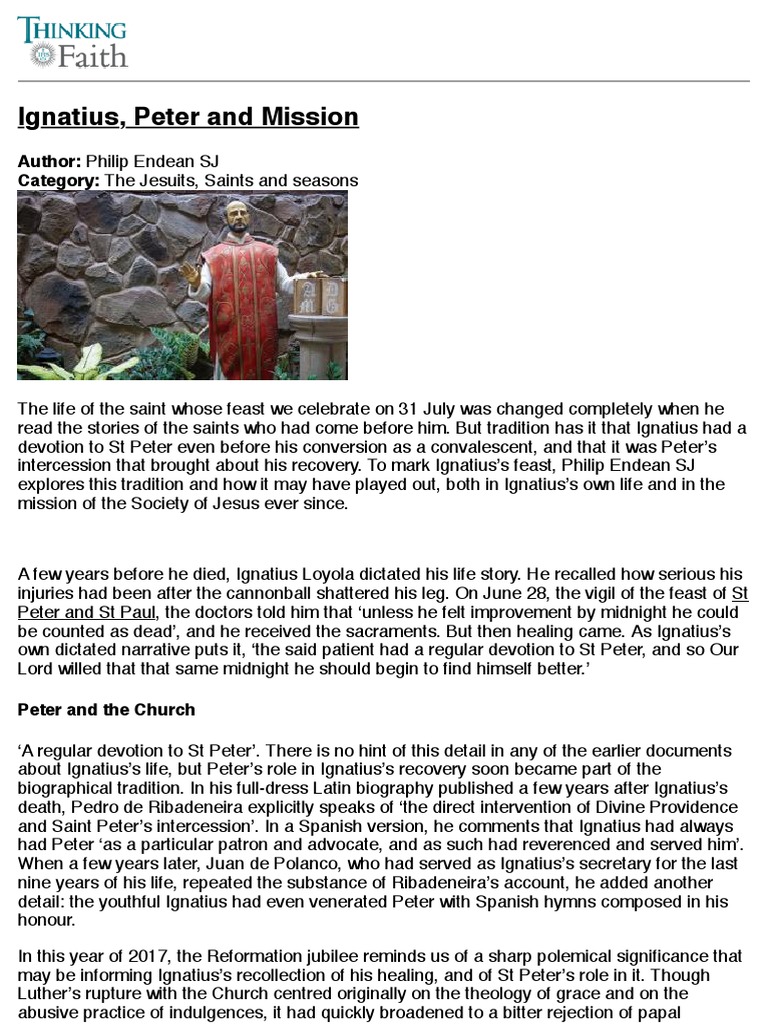 Ignatius, Peter and Mission | PDF | Ignatius Of Loyola | Saint Peter