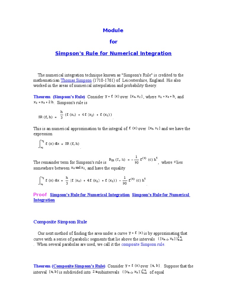 Module Simpson | PDF | Integral | Numerical Analysis