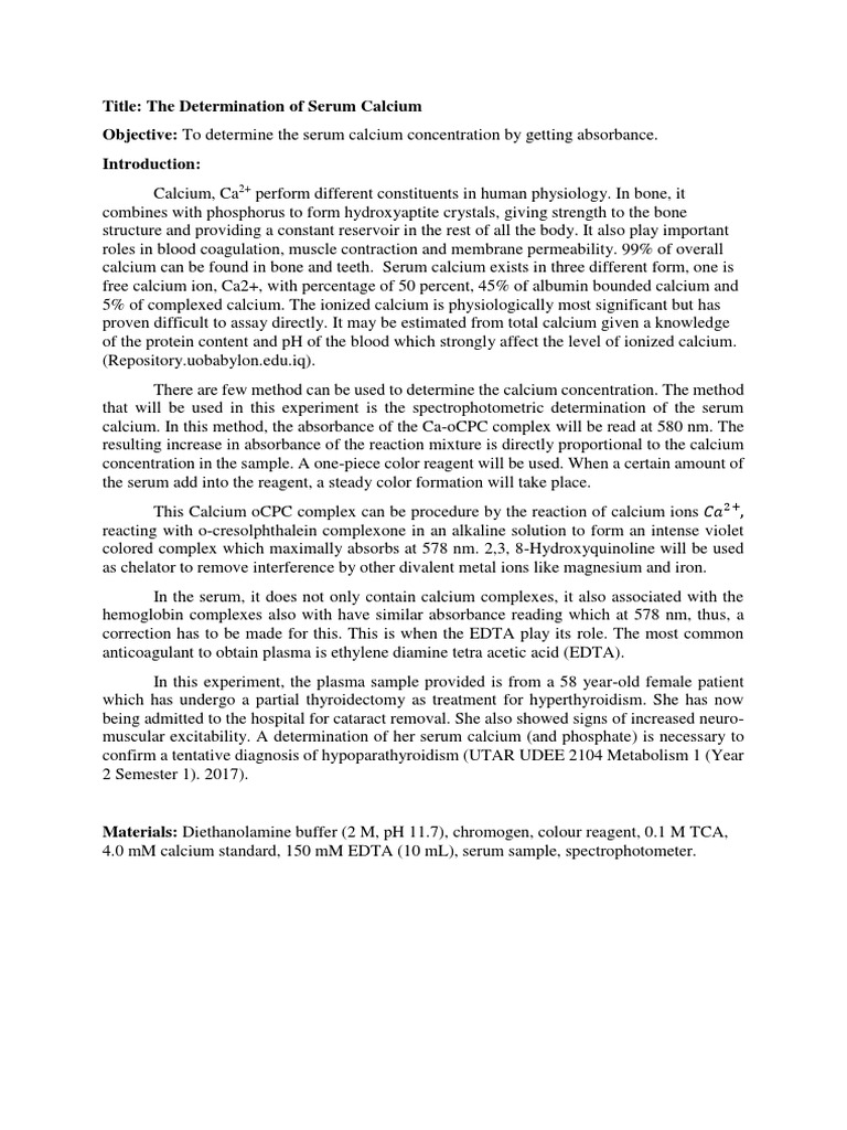 Calcium Final | PDF | Calcium In Biology | Calcium