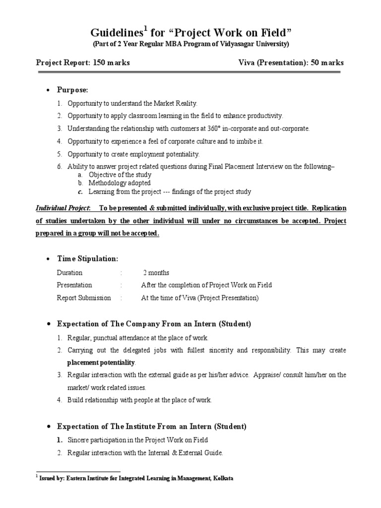 Guidelines For Project Work On Field - 1 PDF | PDF | Field Research | Data