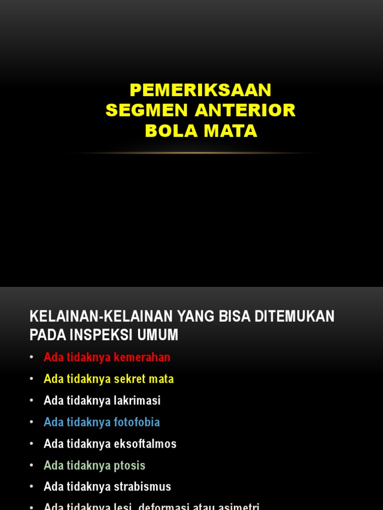 Pemeriksaan Segmen Mata Anterior | PDF