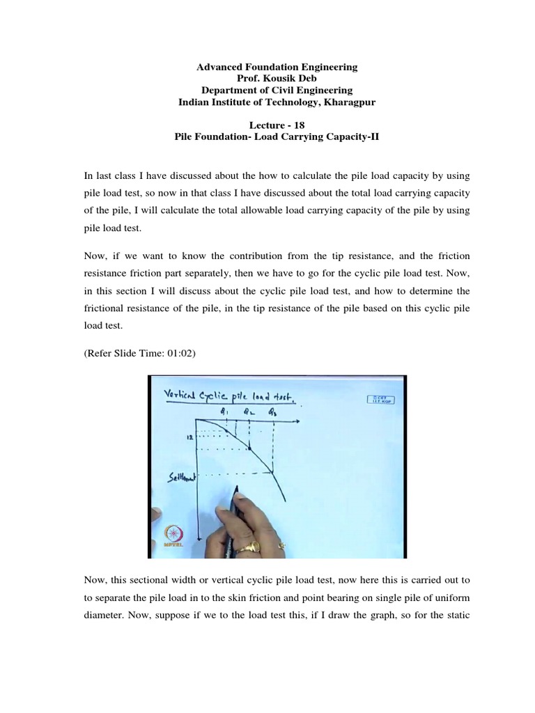 Vertical Cyclic Pile Load Test - Lec18 | PDF | Deep Foundation | Friction