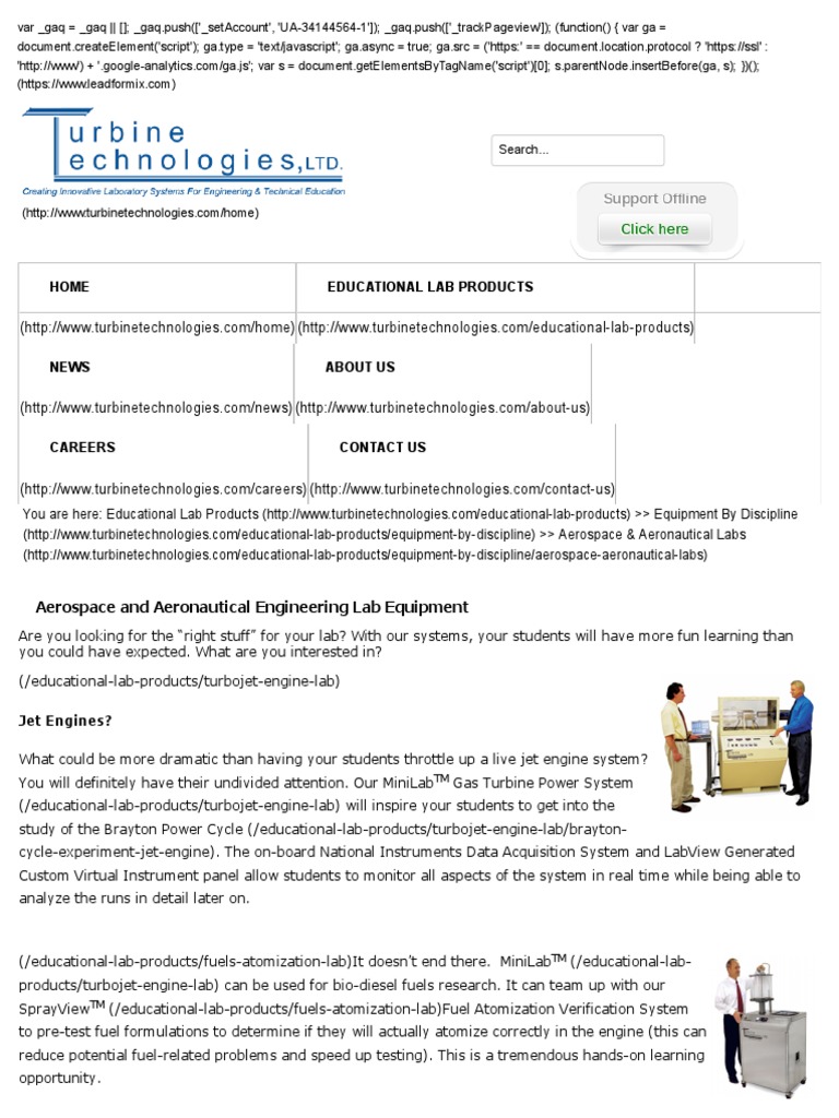 Aerospace and Aeronautical Engineering Lab Equipment | PDF | Wind Power | Jet Engine