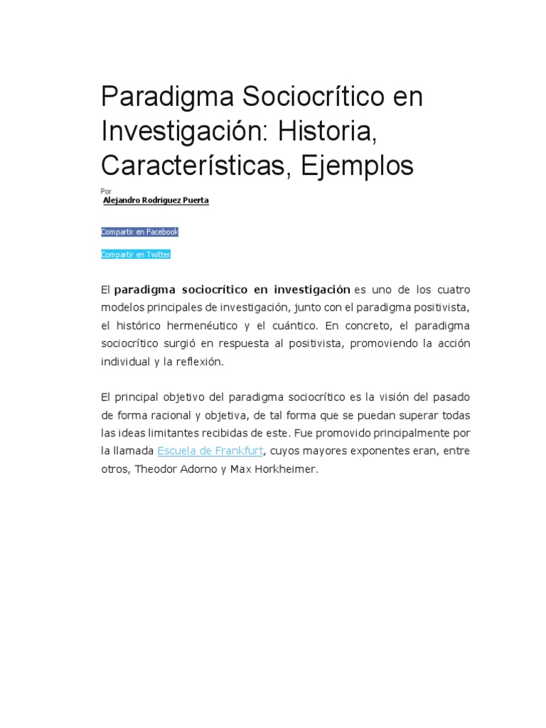 Paradigma Sociocrítico en Investigación | La teoría crítica | Paradigma