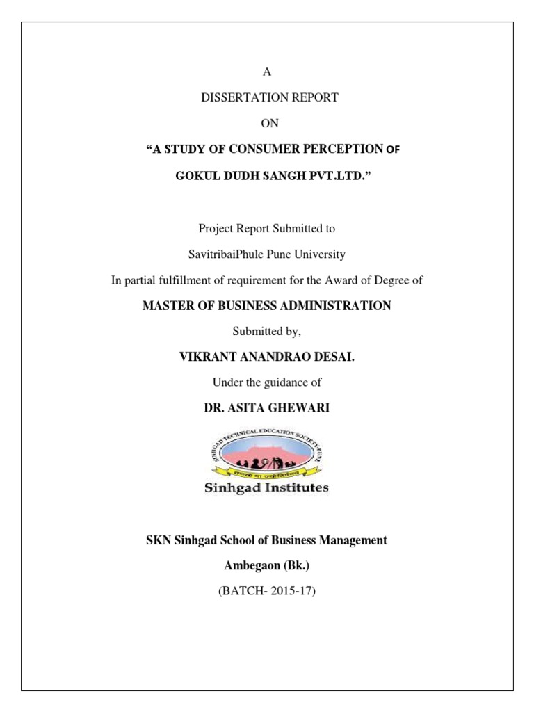 Consumer Perception of Gokul Dudh Sangh | PDF | Thesis | Master Of ...