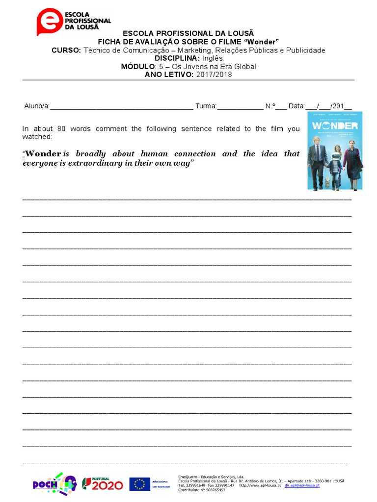 Worksheet - Filme Wonder | PDF