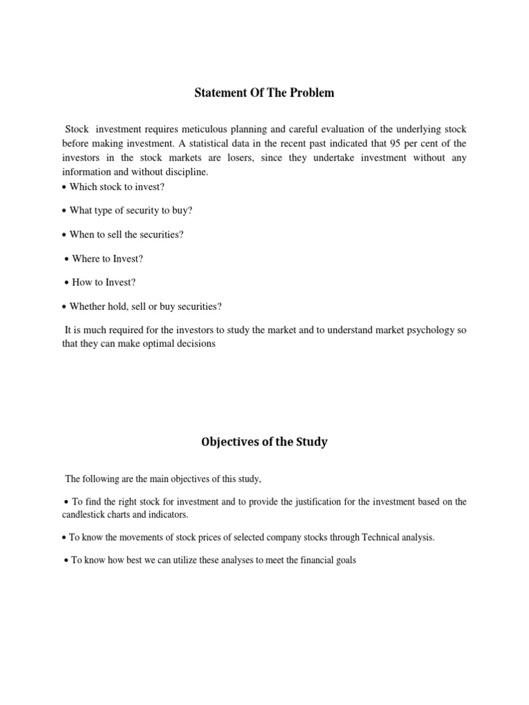 Statement of The Problem | PDF | Technical Analysis | Stocks