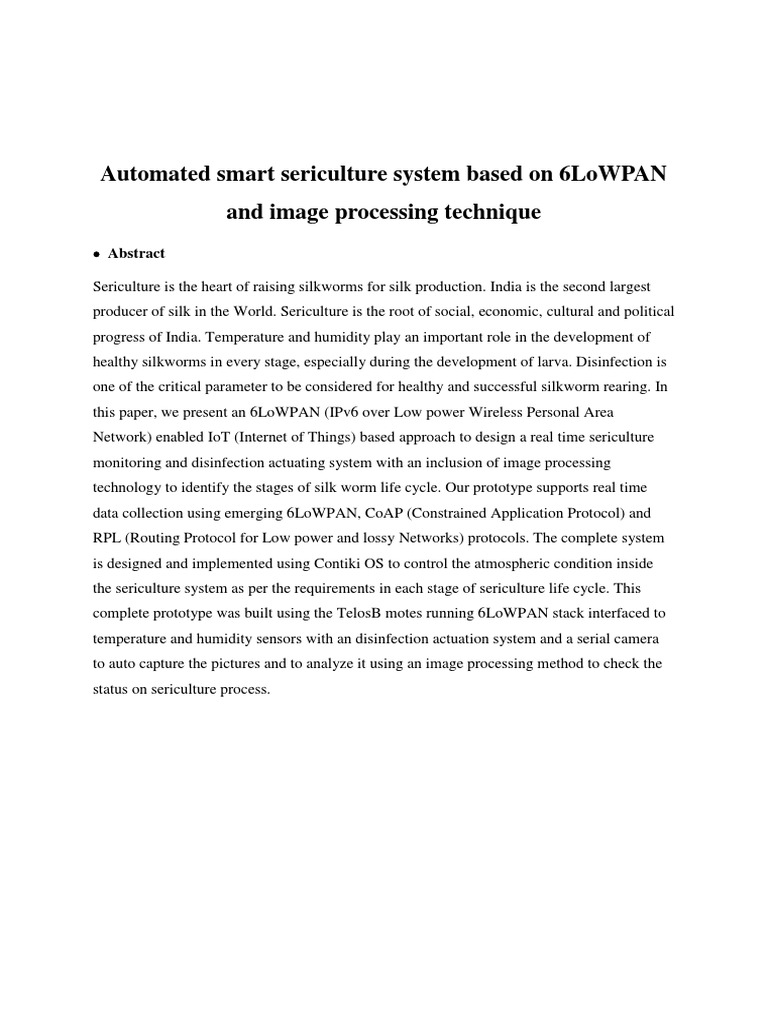 Automated Smart Sericulture System Based On 6LoWPAN and Image ...