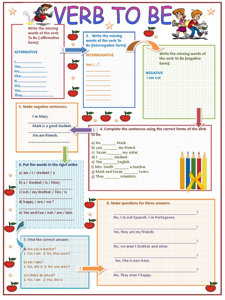 Write The Missing Words of The Verb To Be (Affirmative Form) | Download Free PDF | Style ...