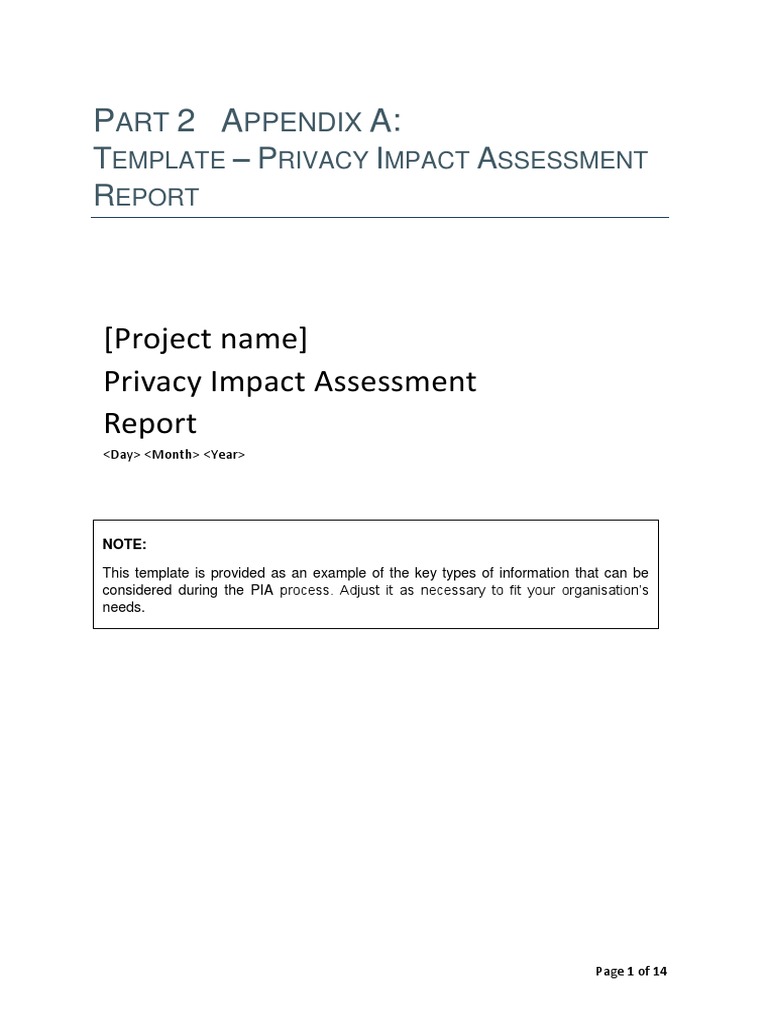 Template 2 PIA Report Part 2 Appendix A | PDF | Privacy | Risk Management