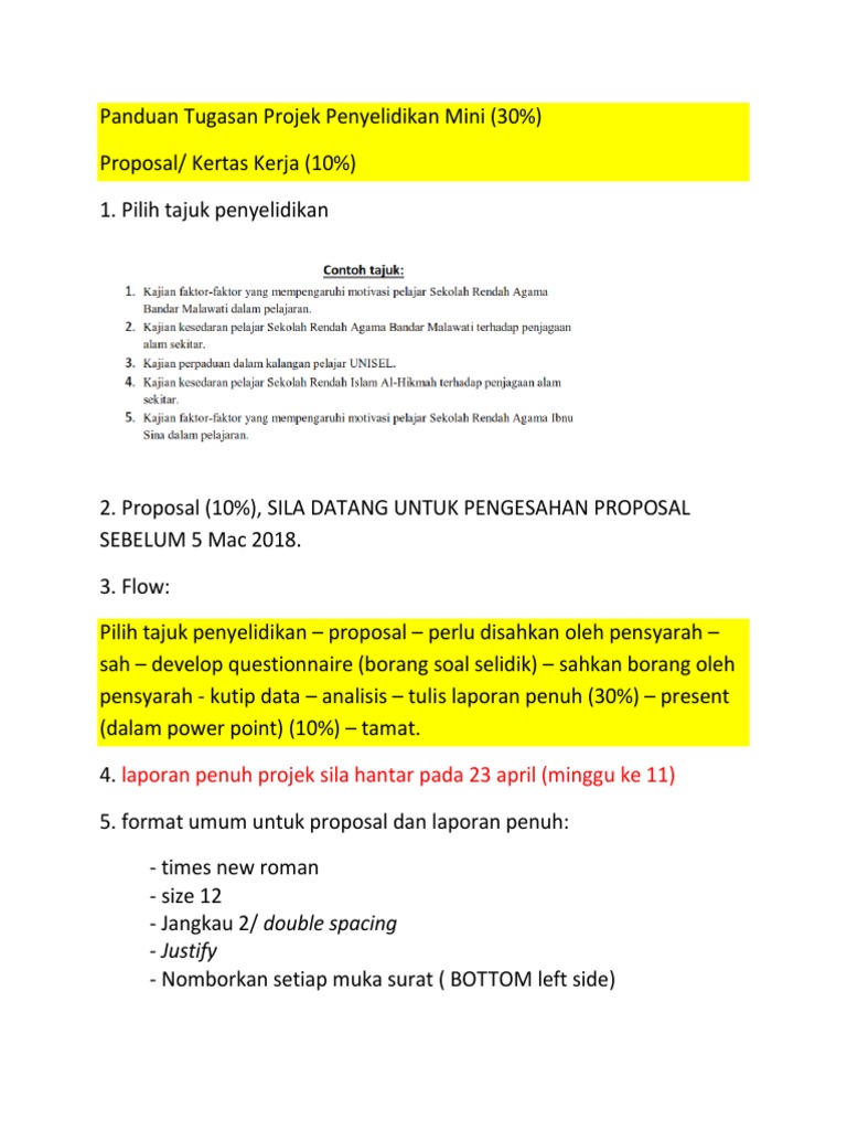 Panduan Tugasan Projek Penyelidikan Mini PDF | PDF