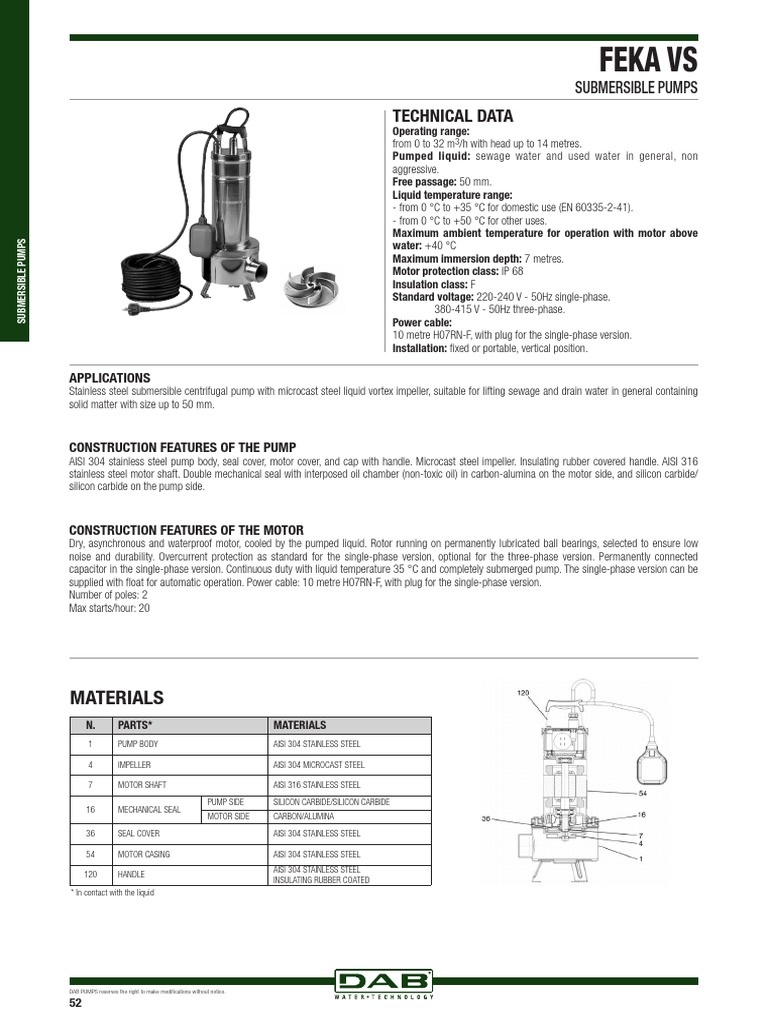 Feka VS - TS - Eng | PDF | Pump | Electrical Engineering