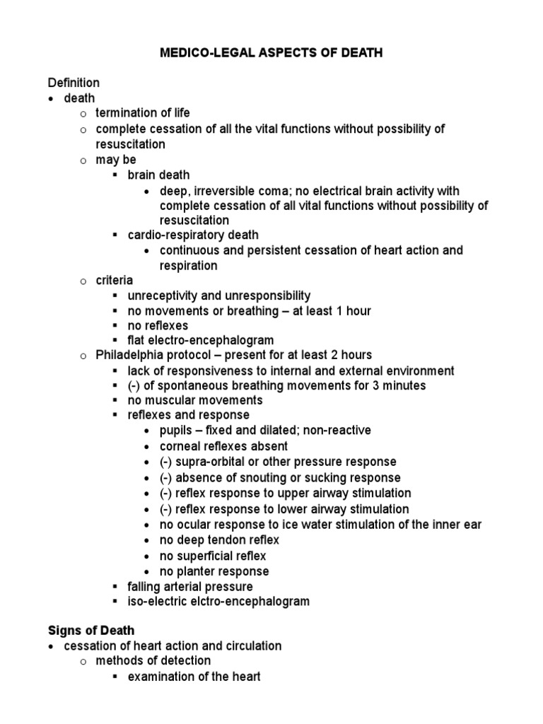 Understanding the Signs and Stages of Death: A Comprehensive Overview of the Medico-Legal ...