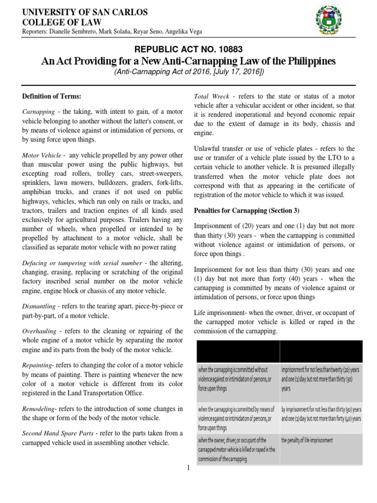 RA 10883.pdf | Murder | Carjacking