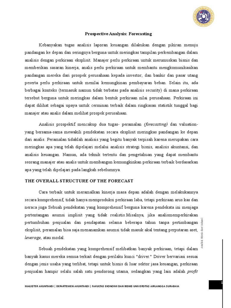 Prospective Analysis Forecasting | PDF | Pengelolaan Keuangan & Uang