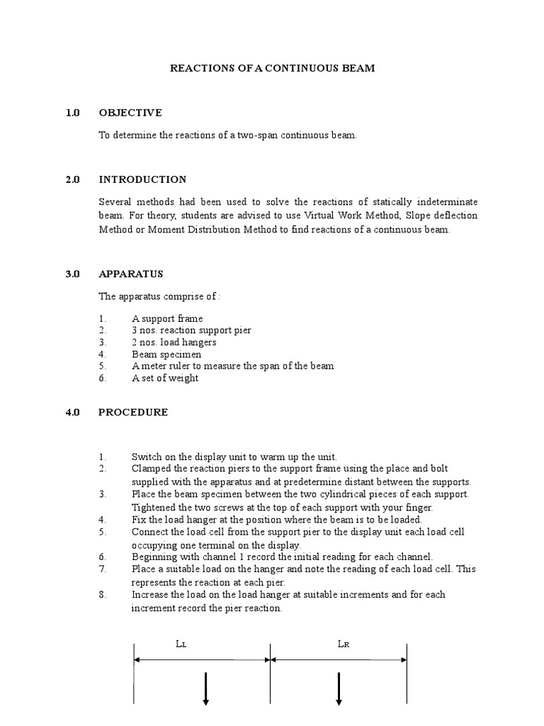 Determining Reactions in Continuous Beams Experimentally and ...