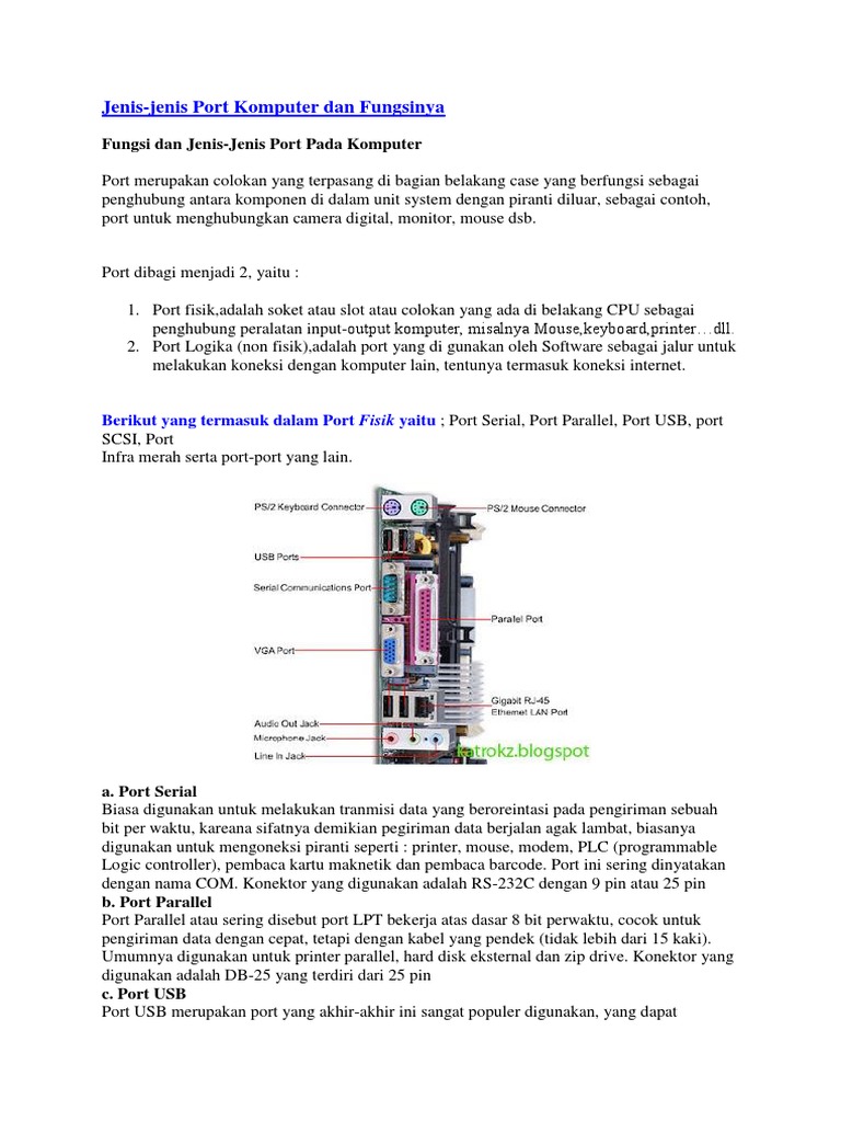 Jenis dan Fungsi Port Komputer | PDF