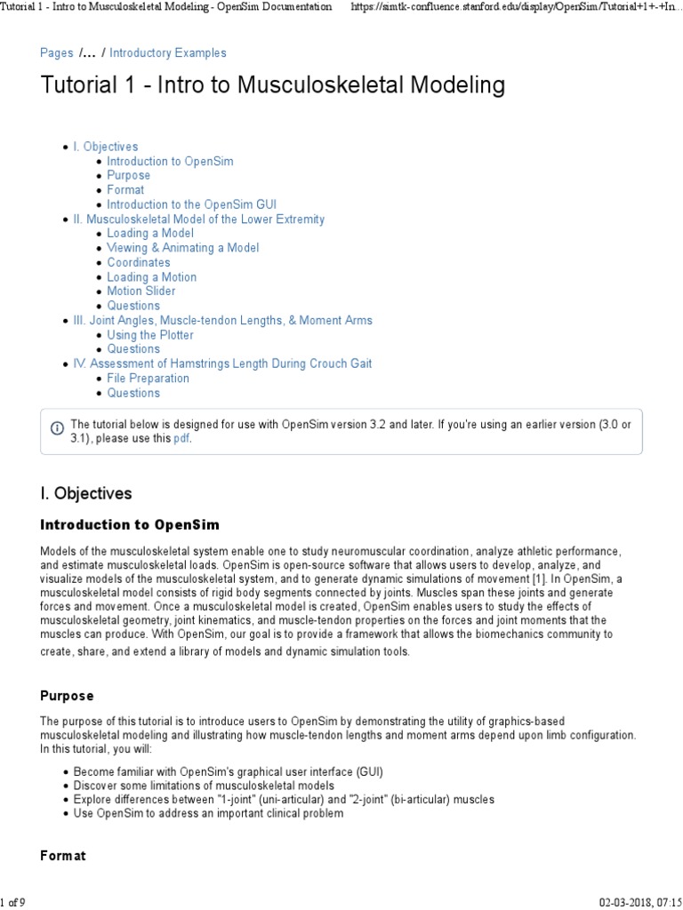 OpenSim Beginner Tutorials | PDF | Anatomical Terms Of Motion | Human ...