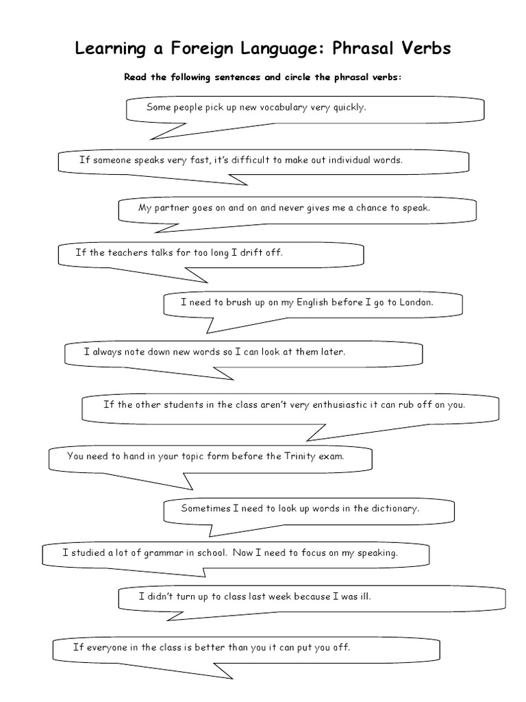 Learning A Foreign Language Phrasal Verbs Fun Activities Games 50641 ...