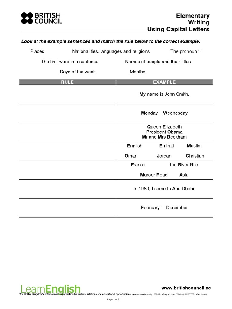 Using Capital Letters | PDF | United Kingdom | Linguistics
