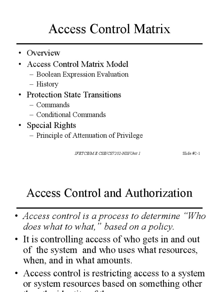 Access control matrix.ppt | Access Control | Computer File