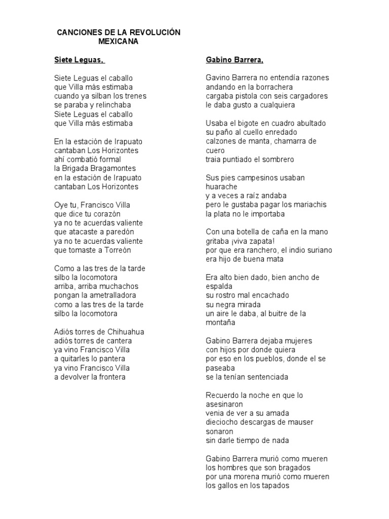 Canciones De La Revolución Mexicana Pdf México Agitación
