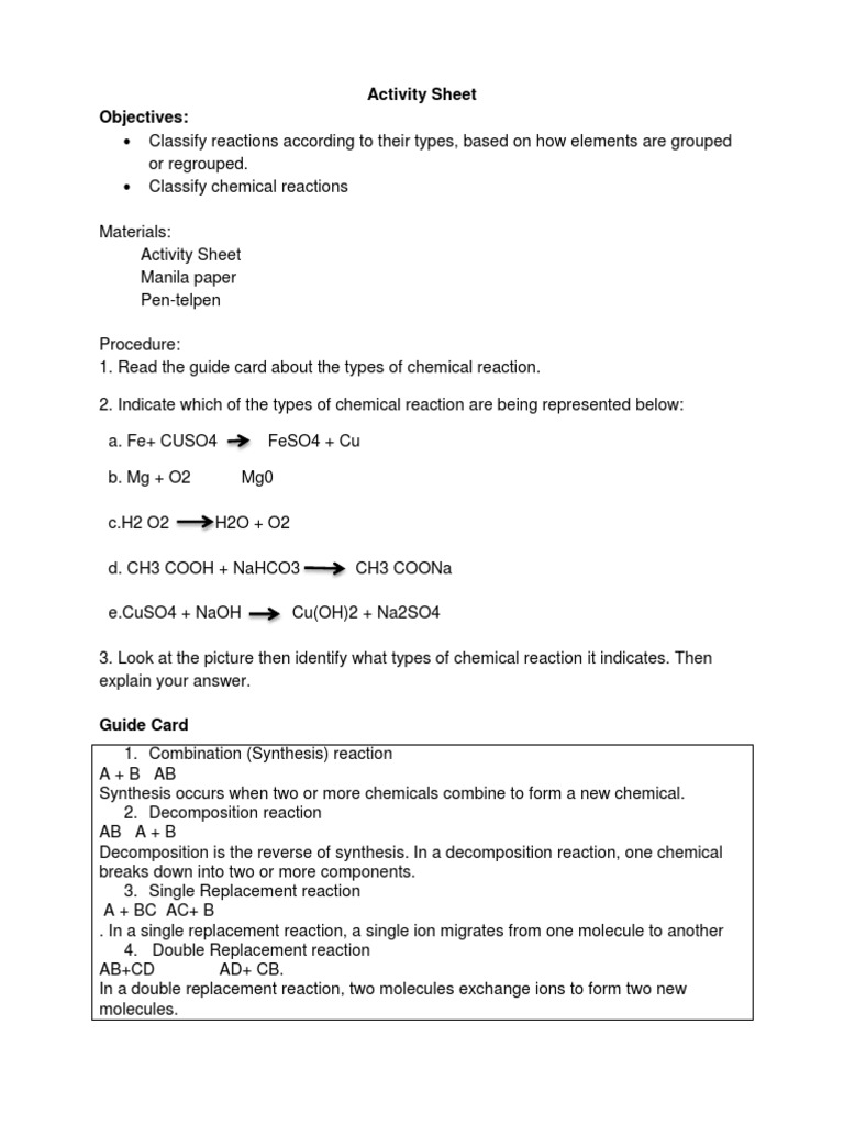 Activity Sheet Objectives | PDF | Science & Mathematics