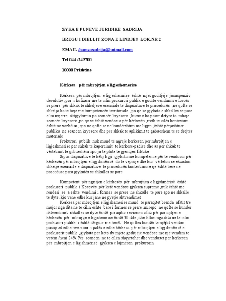 Kerkesa Per Mbrotjen e Ligjshmerise | PDF