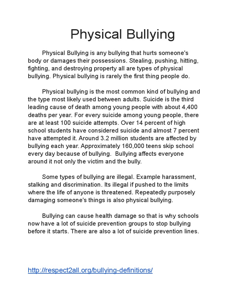 Physical Bullying Examples
