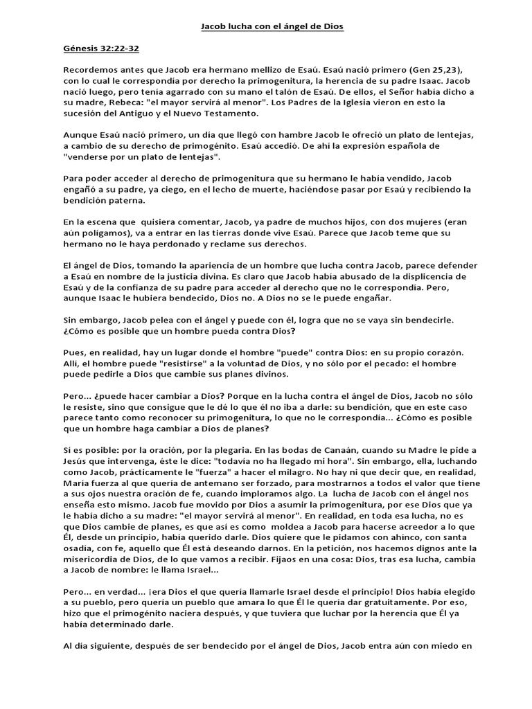Jacob Lucha Con El Ángel de Dios | PDF | Jacob | Isaac
