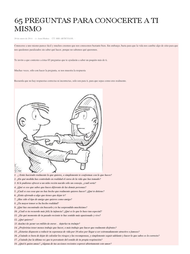 65 Preguntas para Conocerte A Ti Mismo | PDF | Amor | Ocio