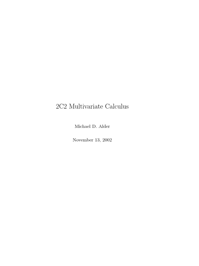 Multivariate Calculus - Alder PDF | PDF | Differential Form | Derivative