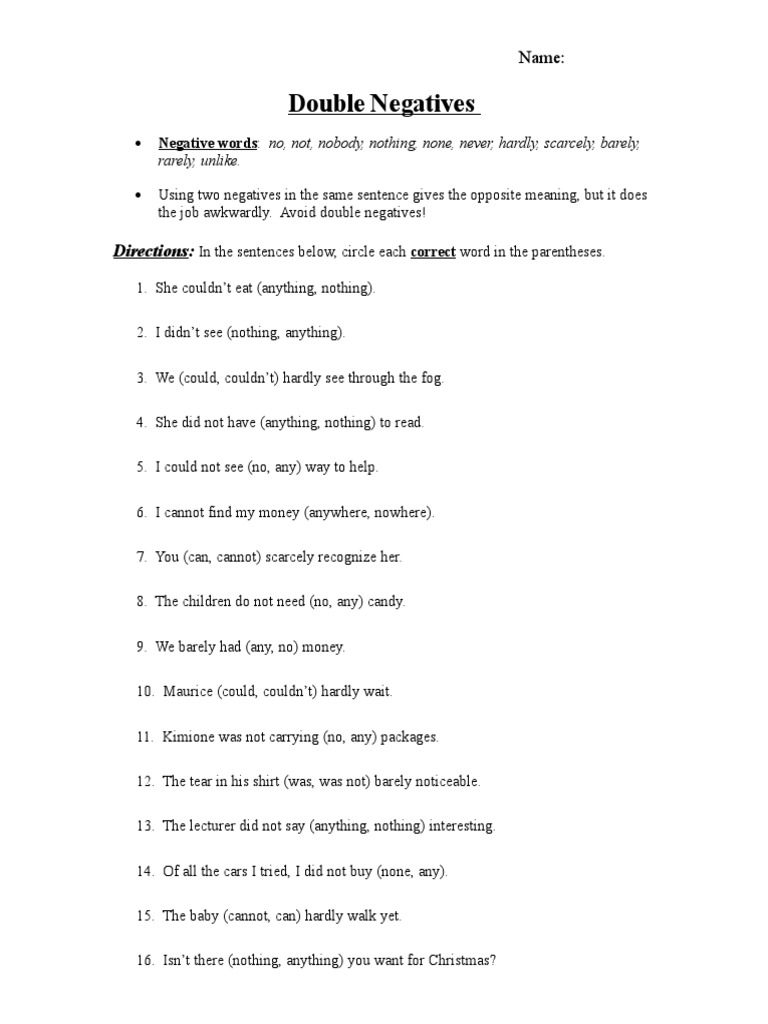 Double Negatives | PDF