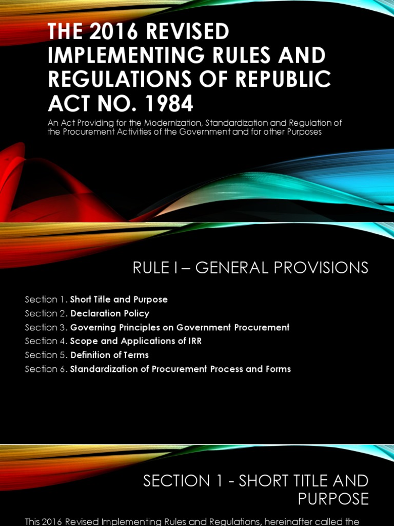 RA 9184 Rule 1to7 | PDF | Construction Bidding | Procurement
