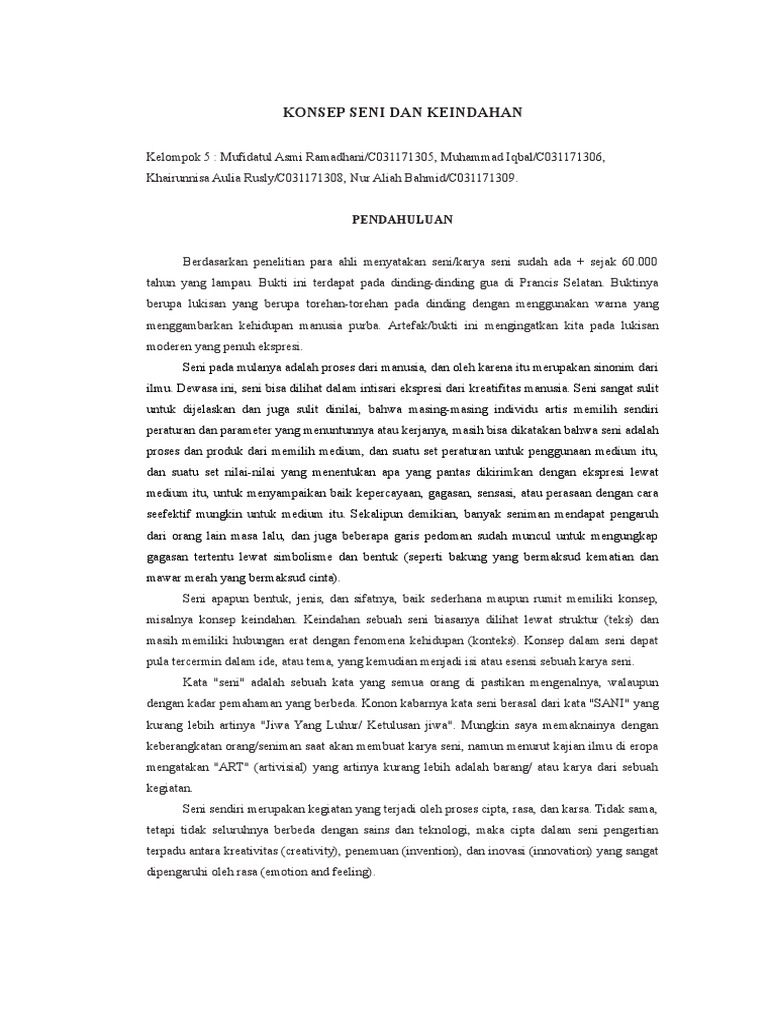 Konsep Seni dan Keindahan dalam Karya | PDF