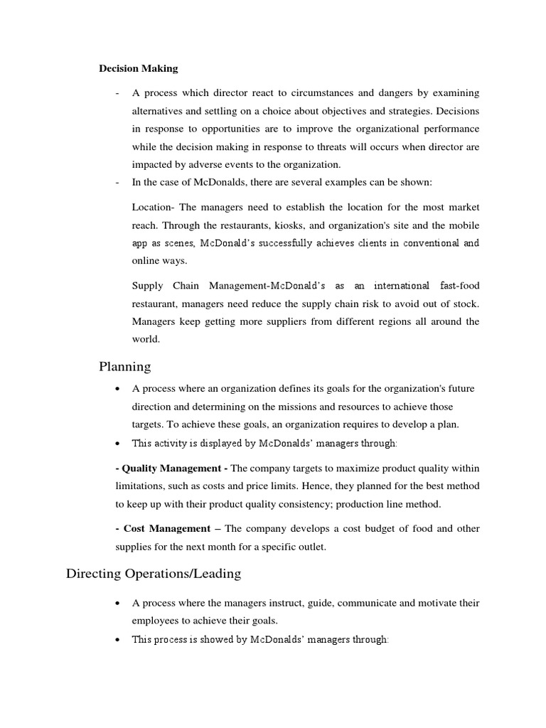 Decision Making | PDF | Mc Donald's | Strategic Management