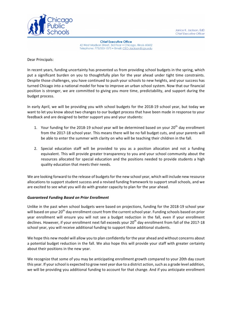 Budget Update - Letter To Principals | PDF | Learning | Behavior Modification