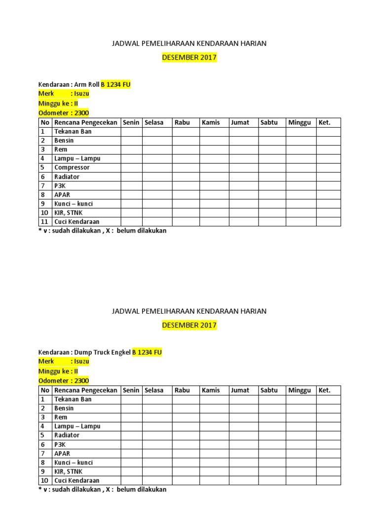 Maintanance Schedule | PDF