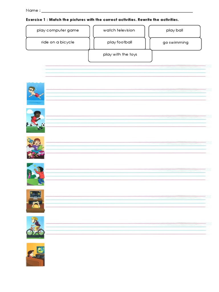 Unit 5 - Free Time Activities Writing Worksheet | PDF