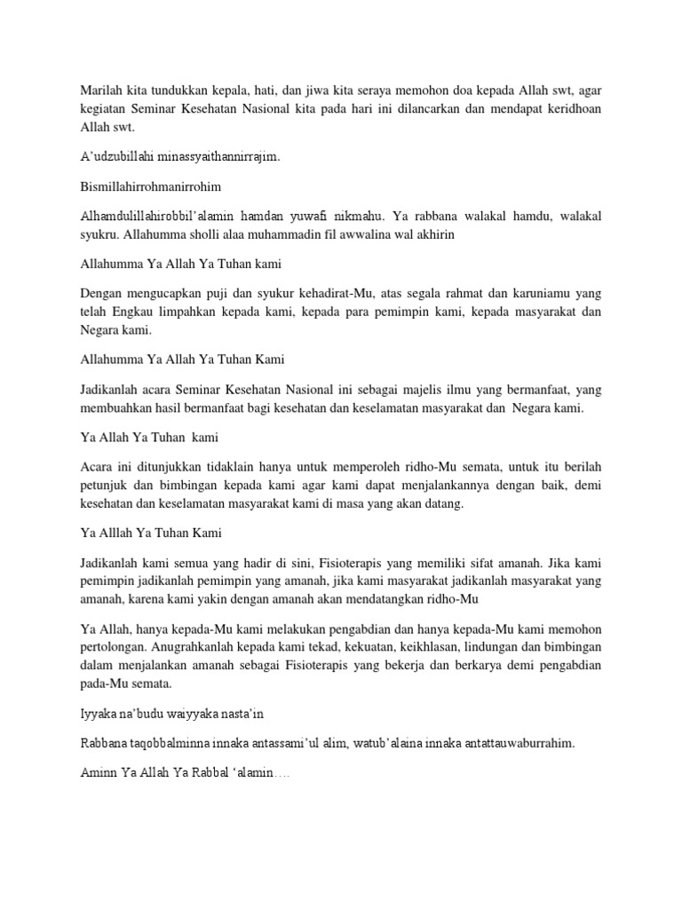 Doa Pembuka Acara Seminar | PDF