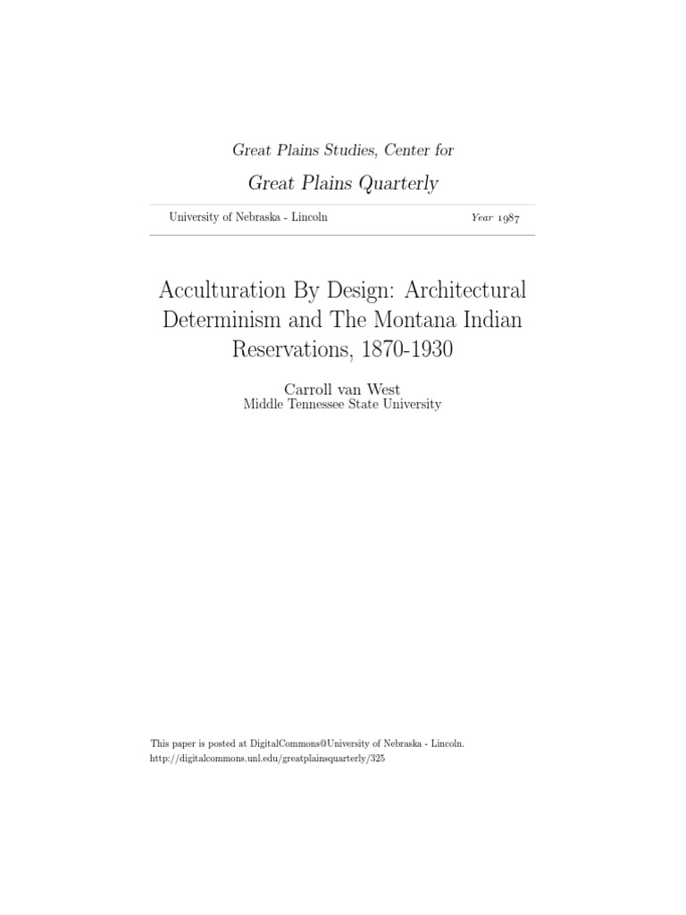 Architectural Determinism in Montana Reservations | PDF | Boarding ...