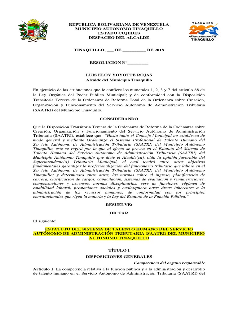 Estatuto de Talento Humano Del SAATRI | PDF | Salario | Evaluación
