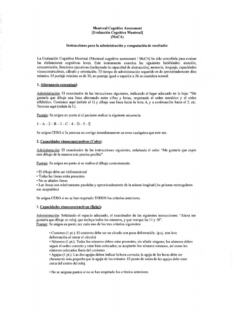 Moca Test Spanish 7.1 | PDF