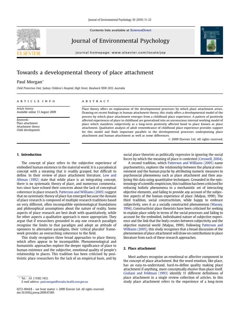 Towards A Developmental Theory of Place Attachment | PDF | Attachment ...