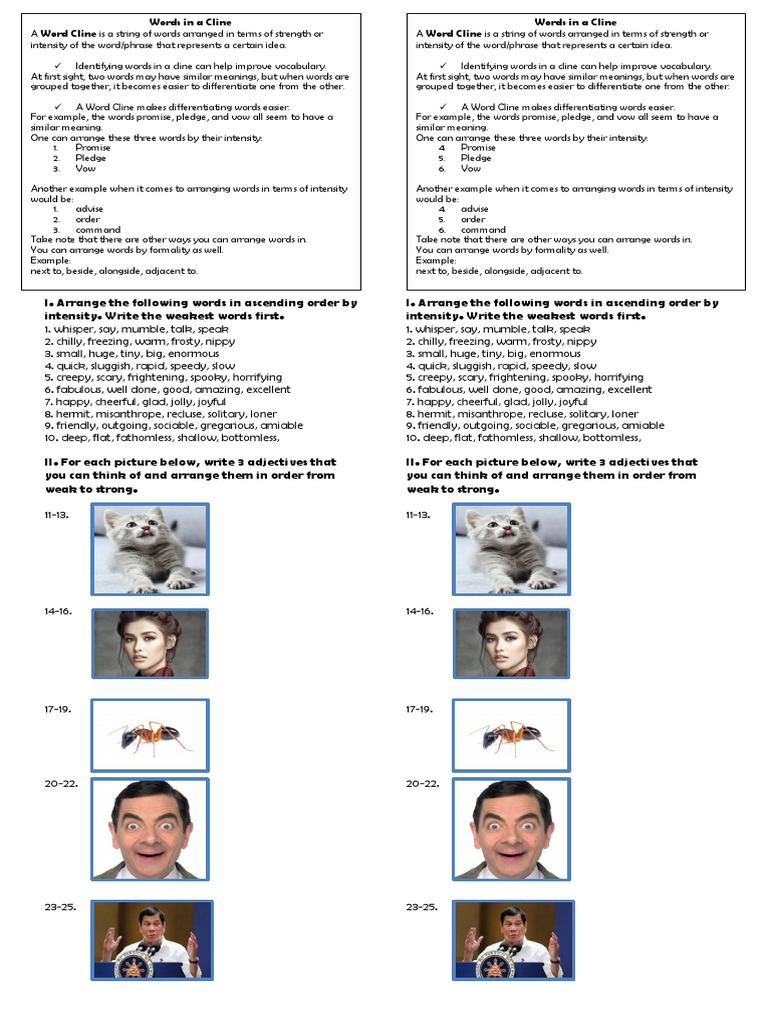 Cline Words With Answers | Syntax | Linguistic Typology
