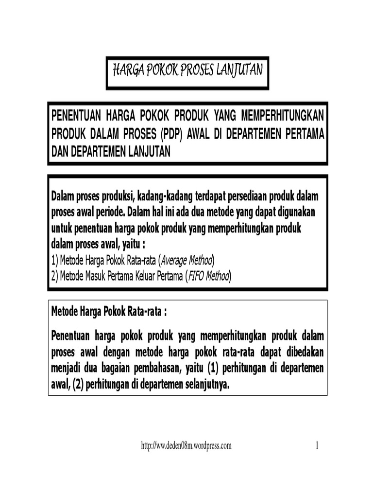 Materi 8 Process Costing Lanjutan PDF | PDF