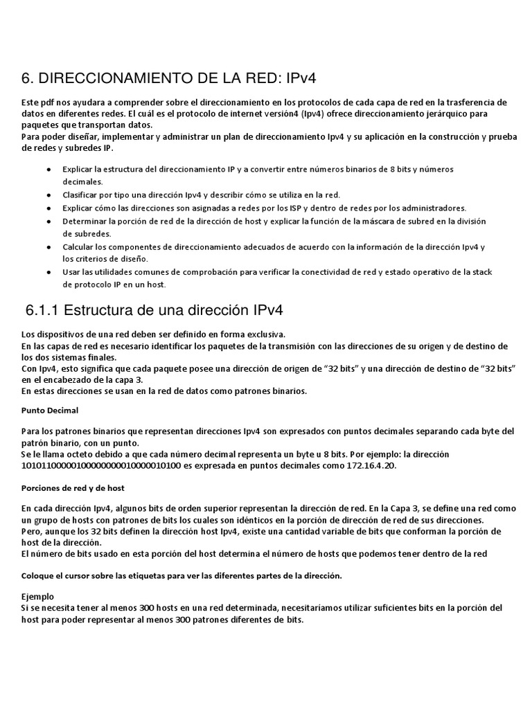 Direccionamiento IP PDF | PDF | Poco | Dirección IP