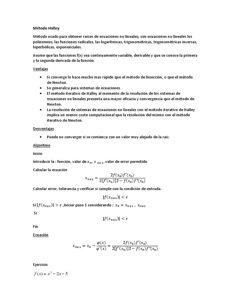 Método Halley | Descargar gratis PDF | Análisis numérico | Números